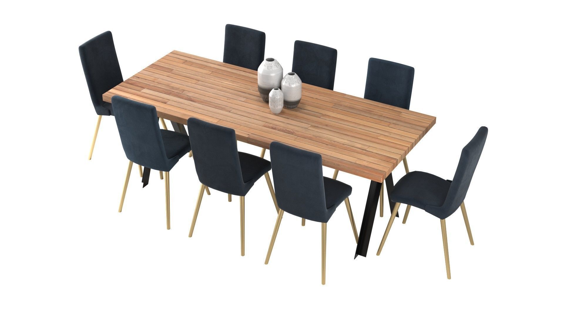 3D model Dining B - Velvet and Timber VR / AR / low-poly | CGTrader