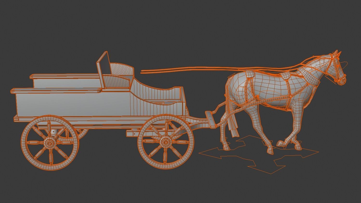 horse and wagon animated 3D model animated rigged | CGTrader
