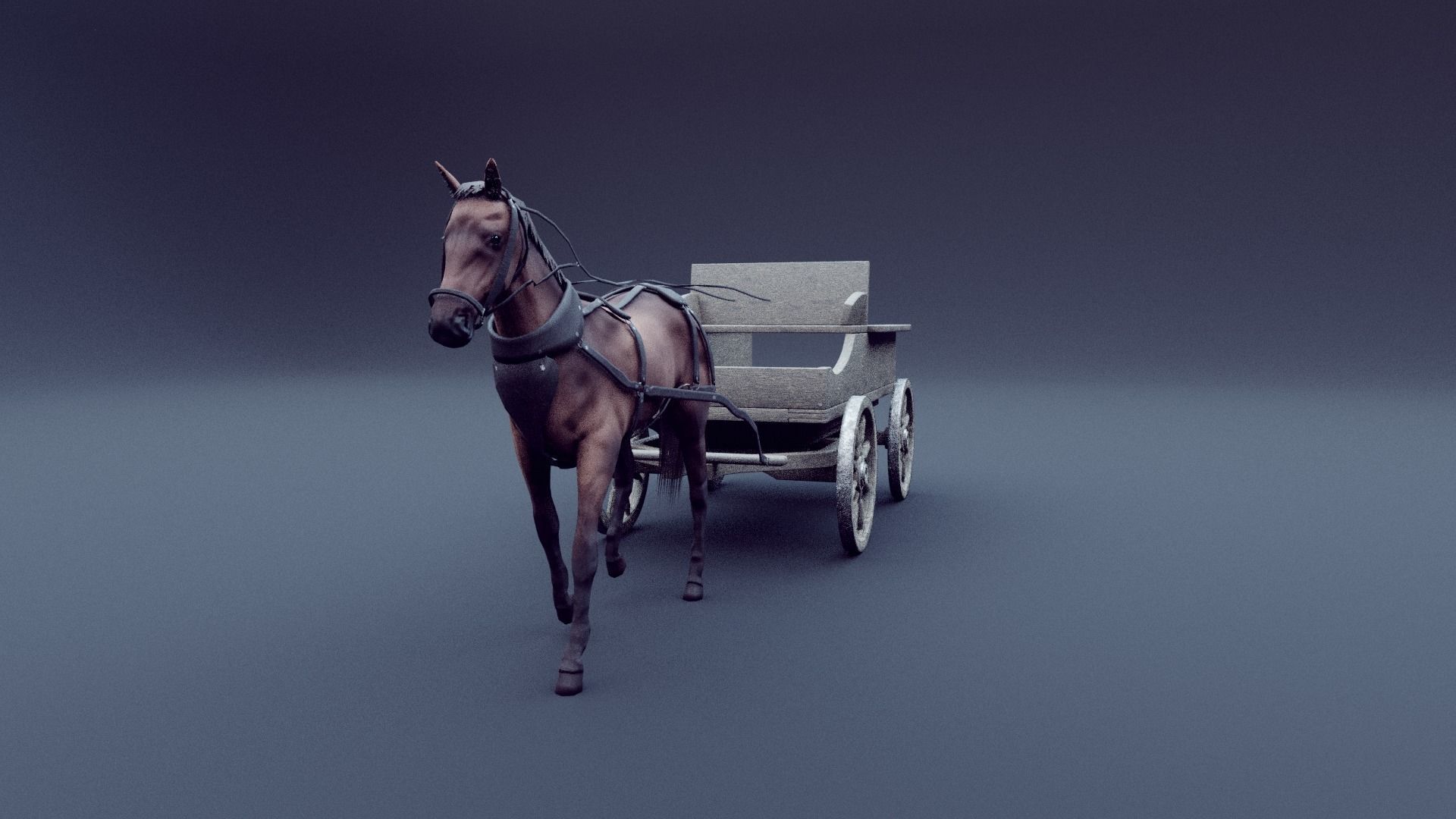 horse and wagon animated 3D model animated rigged | CGTrader