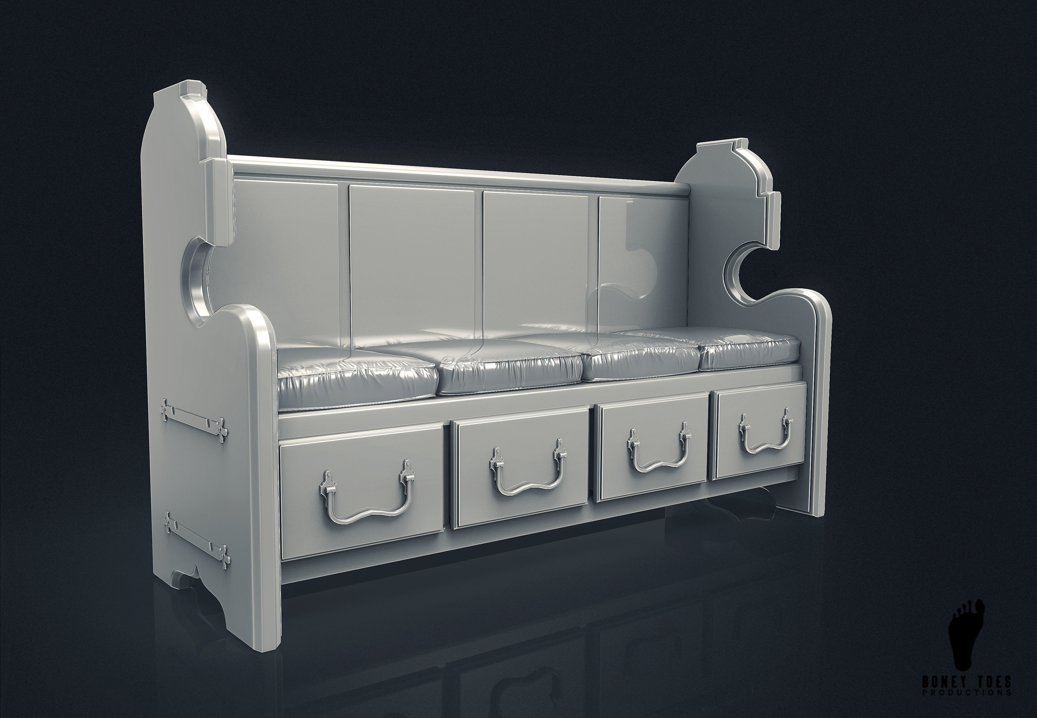 3D Church Bench with Cushions 3D model | CGTrader