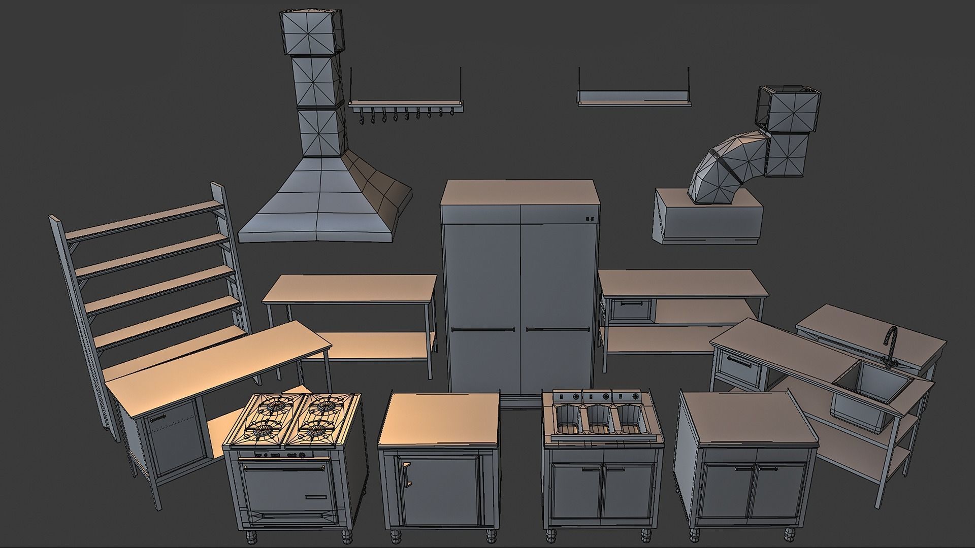 3D model Restaurant Kitchen Set VR / AR / low-poly | CGTrader