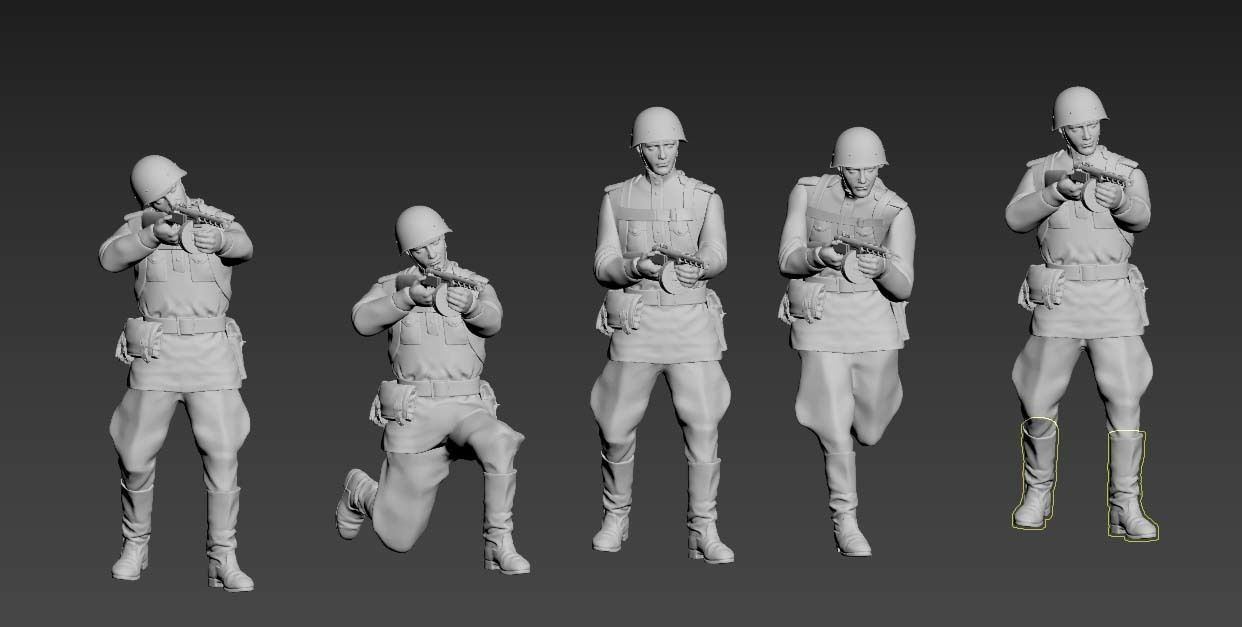 Soviet soldiers 3D model 3D printable | CGTrader