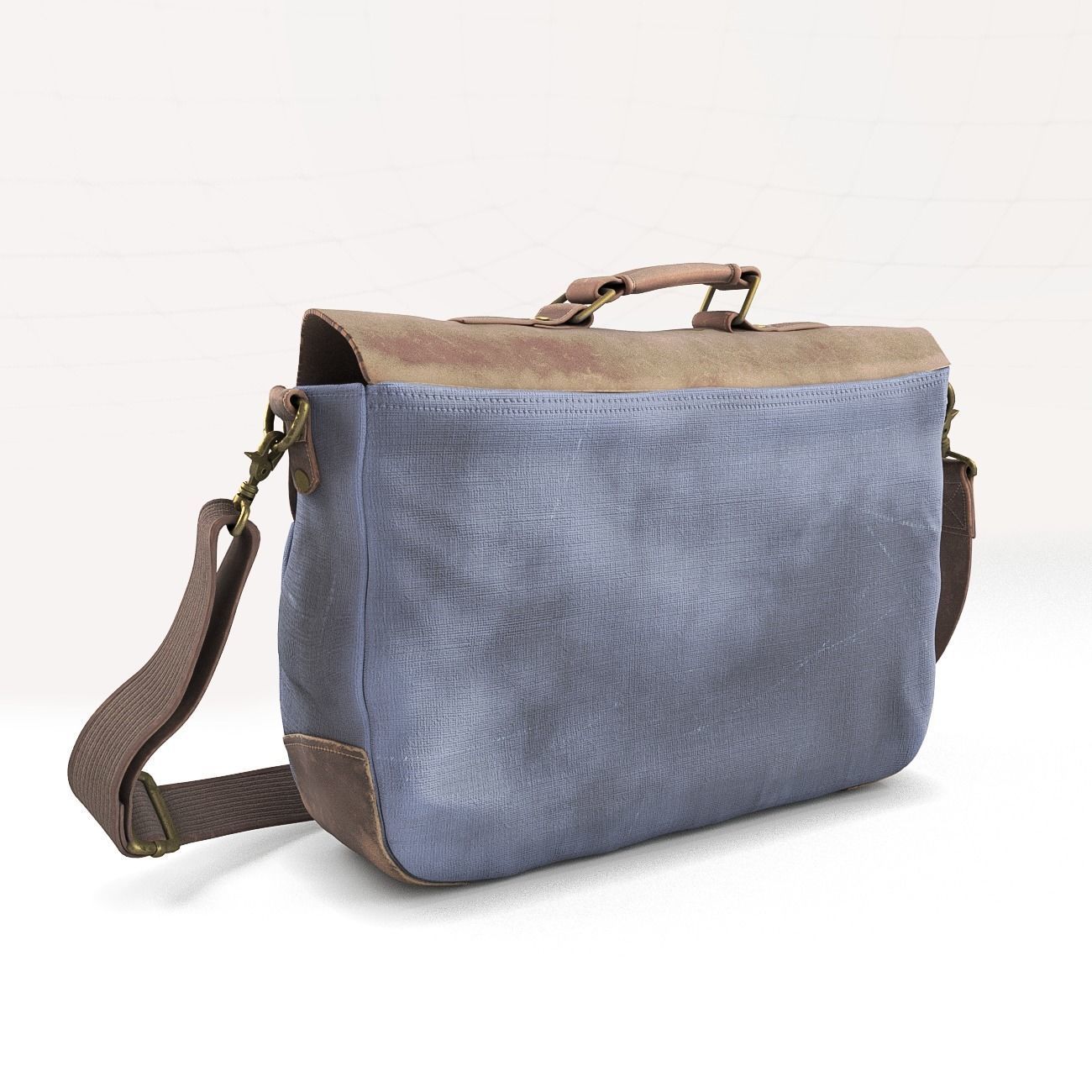 Canvas Leather Shoulder Bag 01 3D model | CGTrader