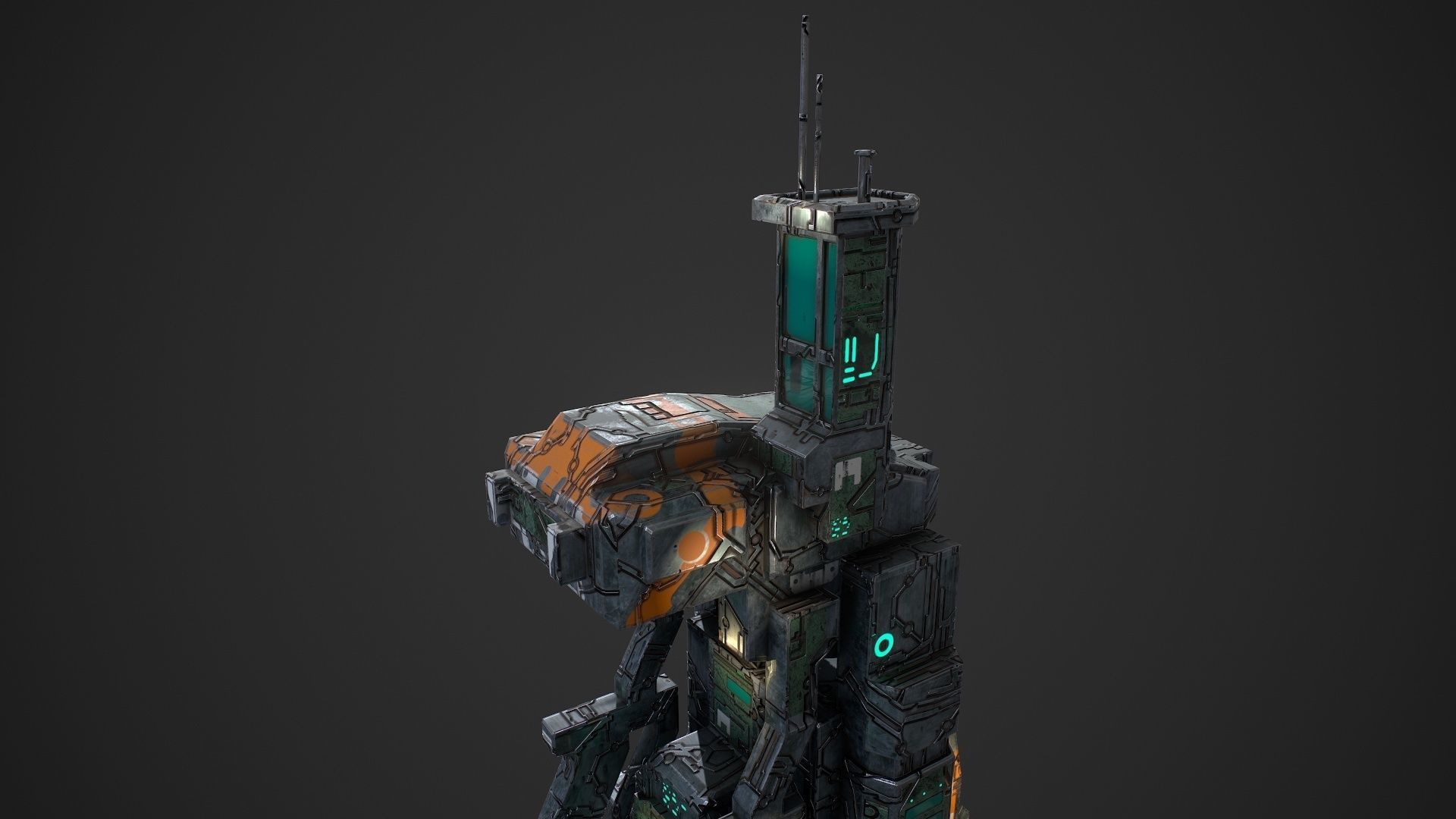 3D model Low poly sci fi administrative building VR / AR / low-poly ...