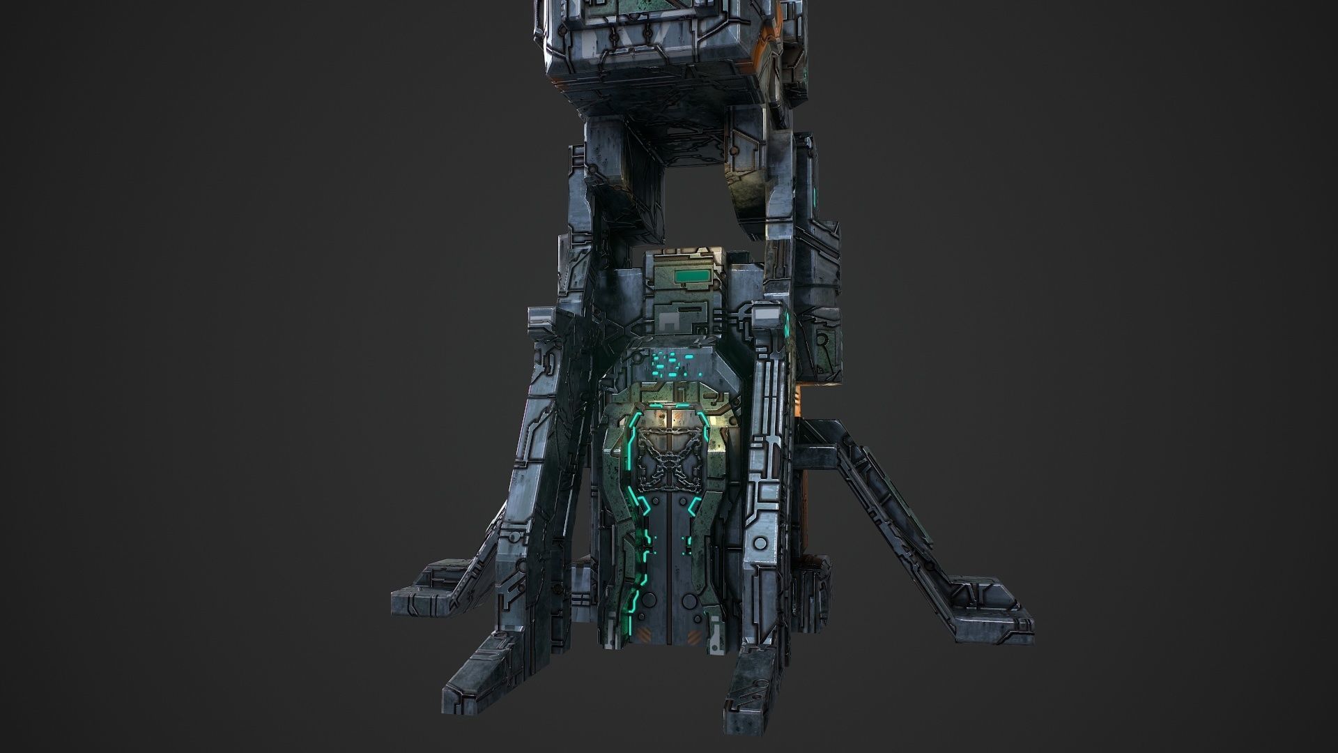 3D model Low poly sci fi administrative building VR / AR / low-poly ...