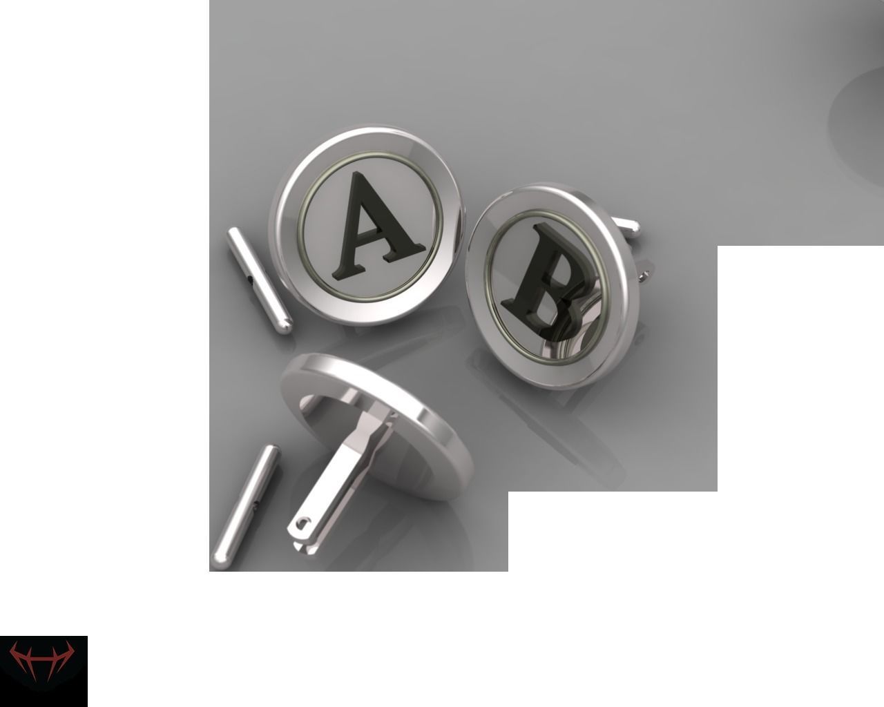Cufflinks All Letters Alphabets 3D model 3D printable | CGTrader