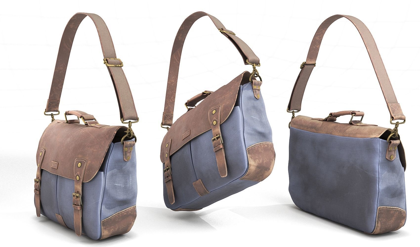 Canvas Leather Shoulder Bag 02 3D model | CGTrader