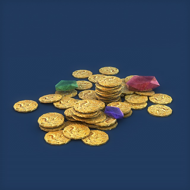 Coins and gems 3D model | CGTrader