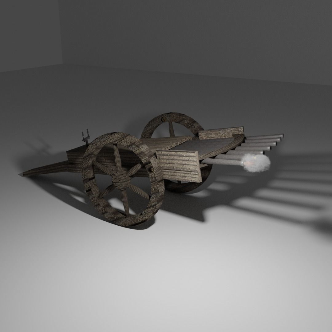 Machine Gun by Leonardo Da Vinci 3D model animated rigged | CGTrader