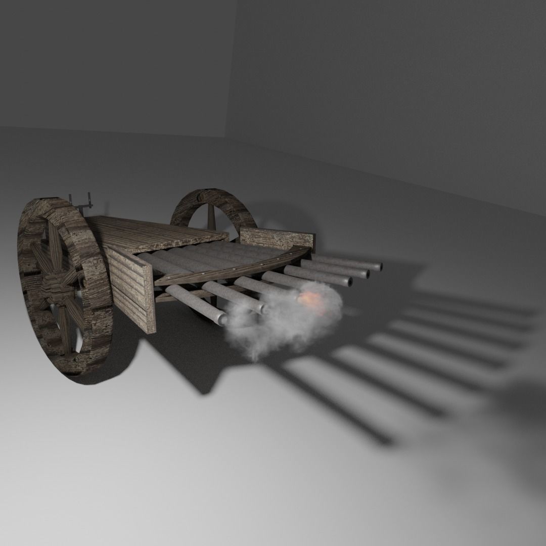 Machine Gun by Leonardo Da Vinci 3D model animated rigged | CGTrader