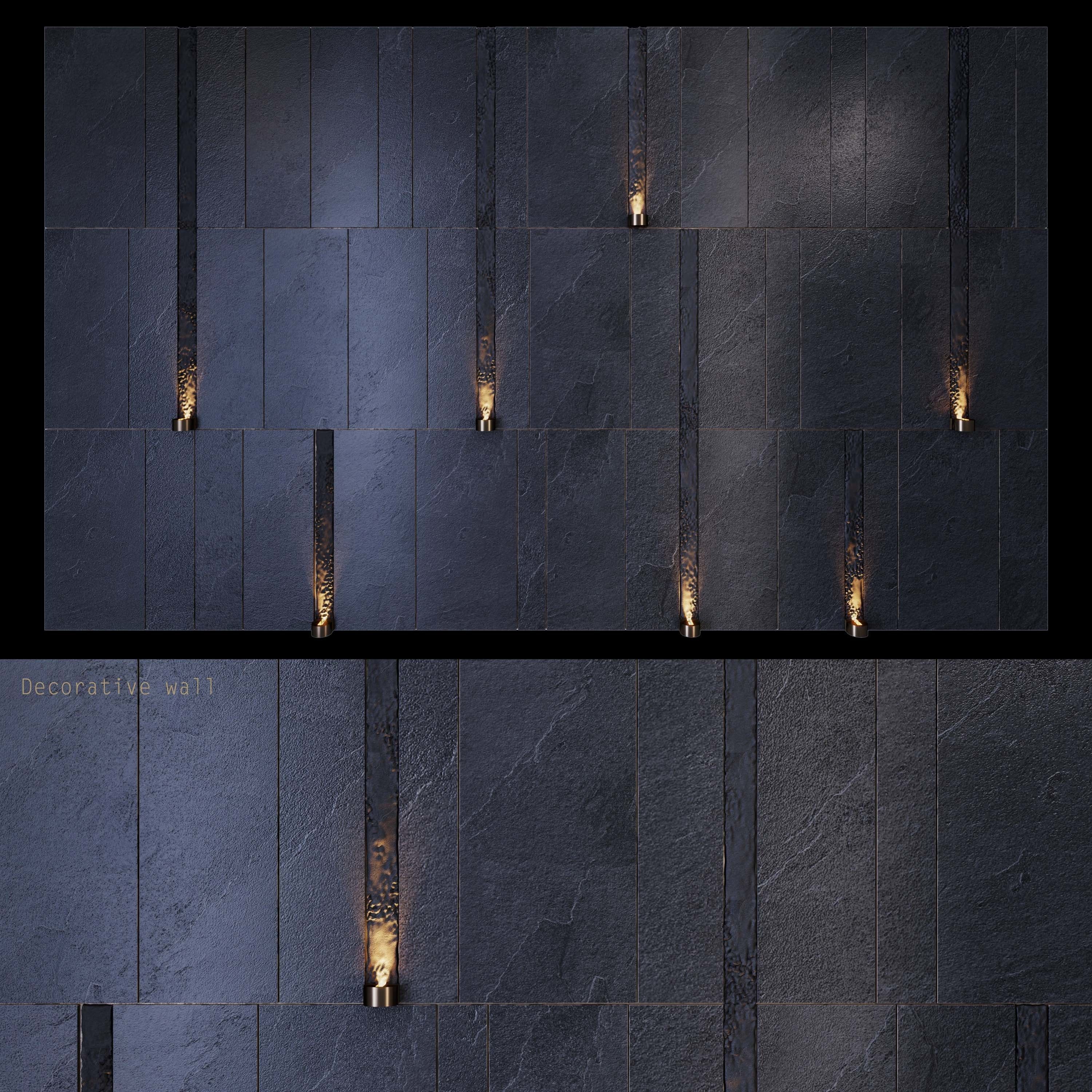 3D model stone wall with illuminated metal inserts PN17 VR / AR / low ...