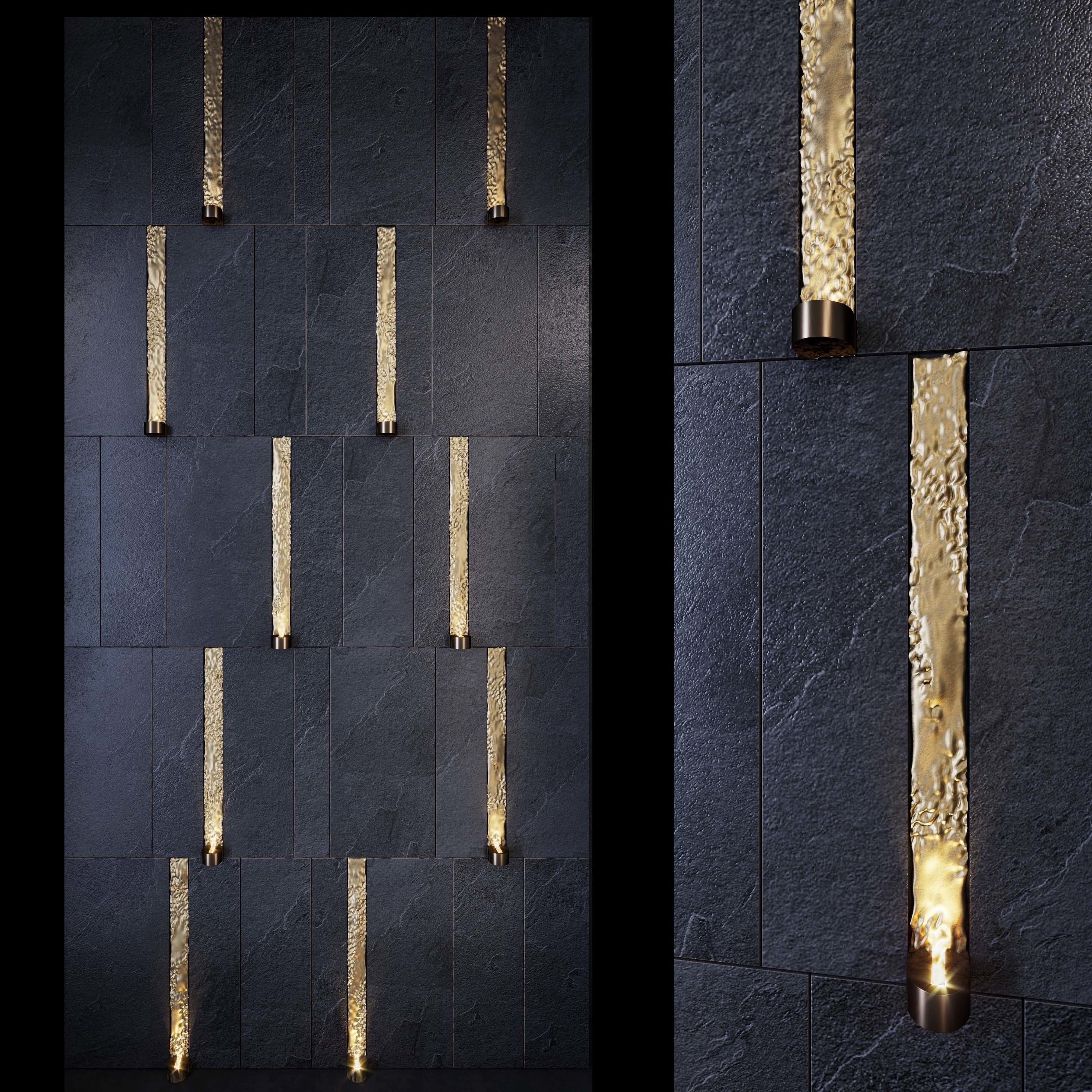 3D model stone wall with illuminated metal inserts PN15 VR / AR / low ...