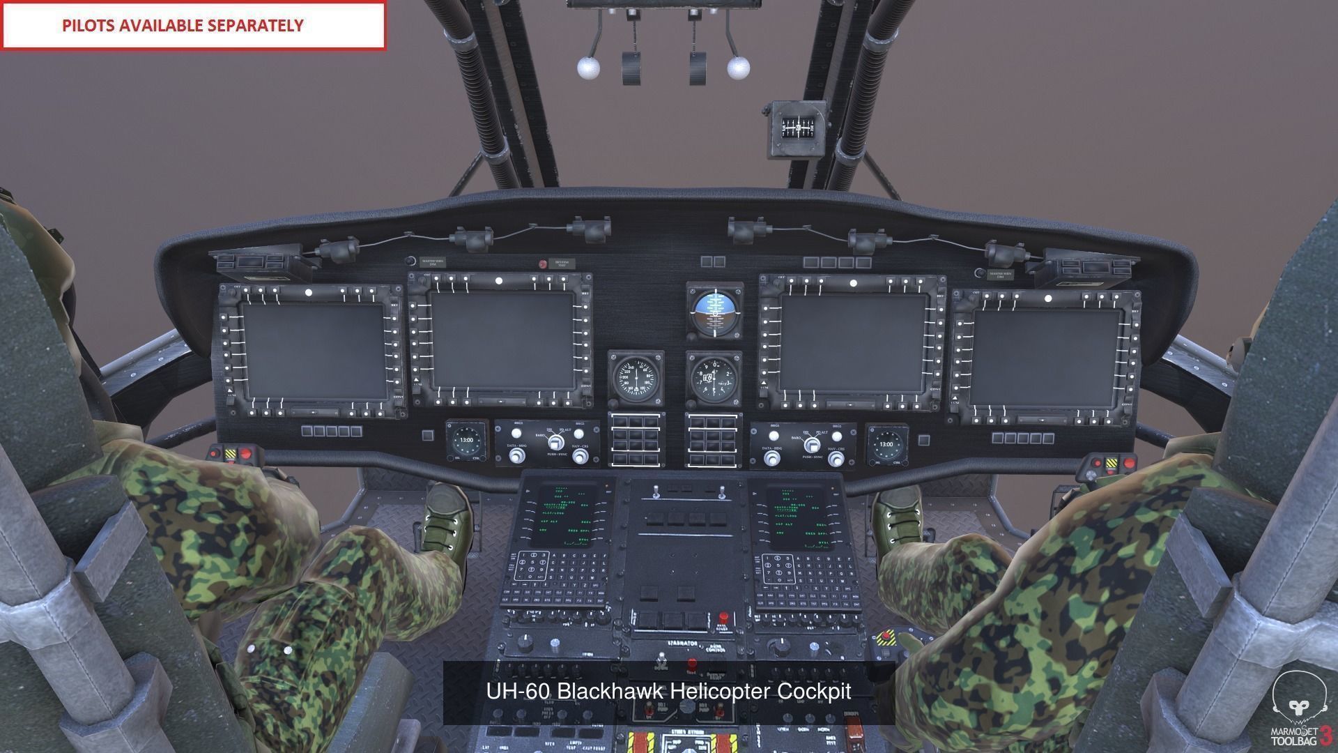 3D Model Collection Complete set UH-60 Cockpit Pilot Loadout VR / AR ...