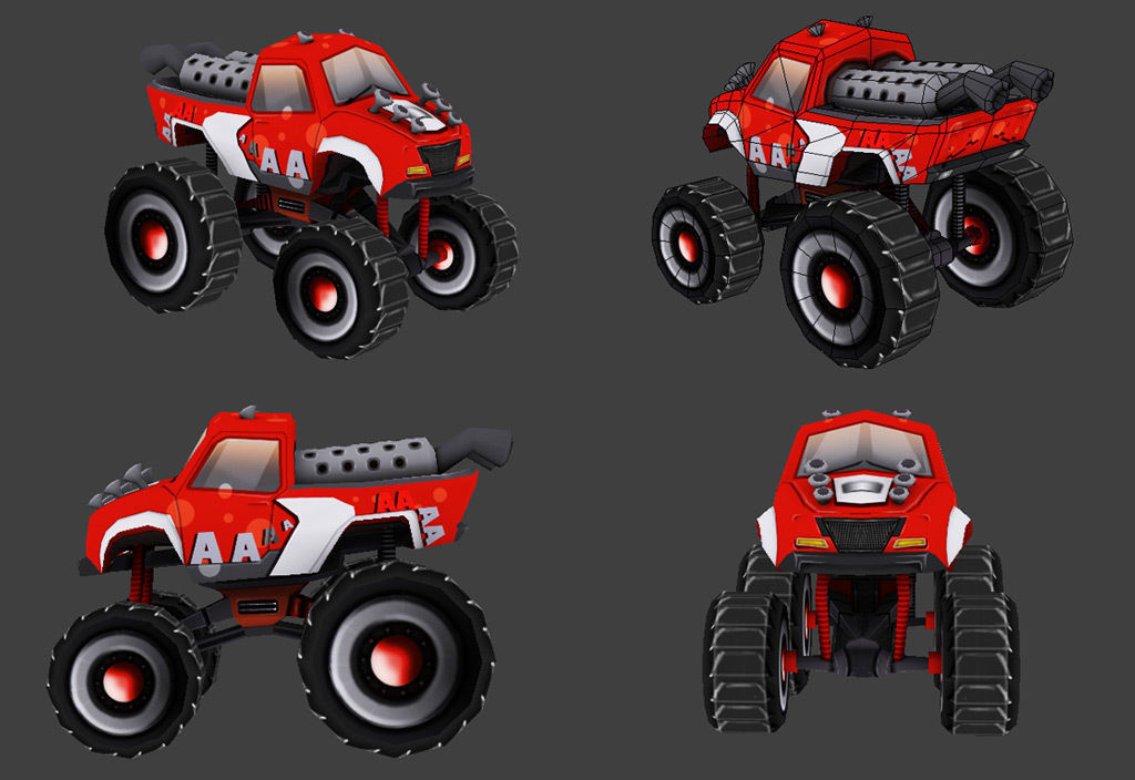 3D model Cartoon Monstercar Pack VR / AR / low-poly | CGTrader