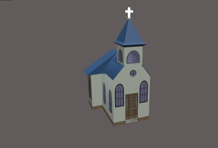 Church Low-poly 3D model with roof free VR / AR / low-poly 3D model ...