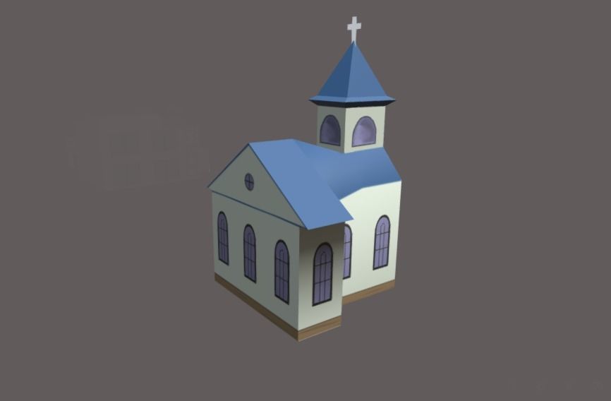 Church Low-poly 3D model with roof free VR / AR / low-poly 3D model ...