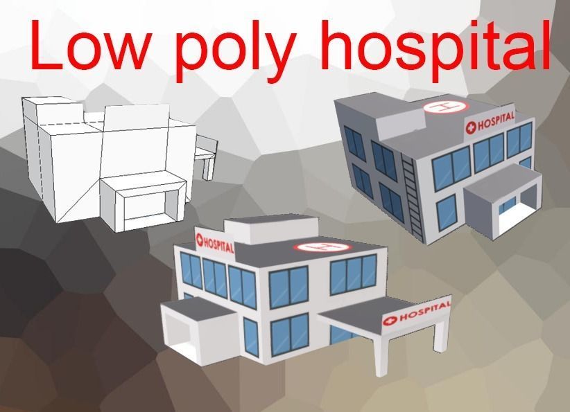 Hospital Low-poly 3D model Low-poly 3D model building free VR / AR ...