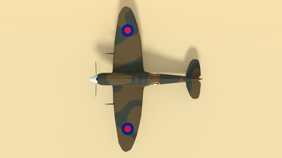 3D model Low Poly Cartoon Supermarine Spitfire MKII Airplane VR / AR ...