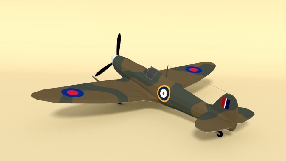 3D model Low Poly Cartoon Supermarine Spitfire MKII Airplane VR / AR ...