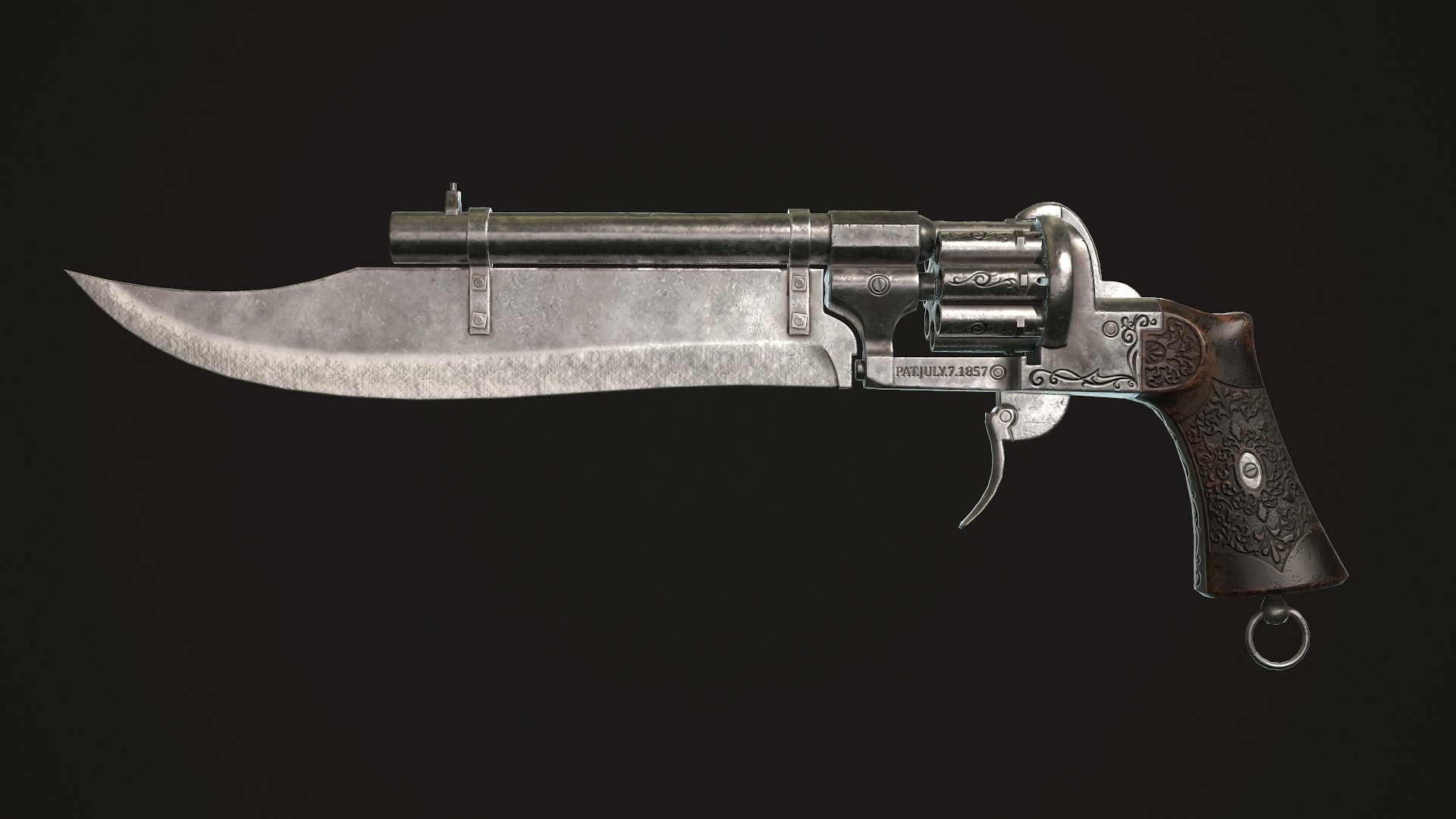 3D model Gunblade Revolver Steel VR / AR / low-poly | CGTrader