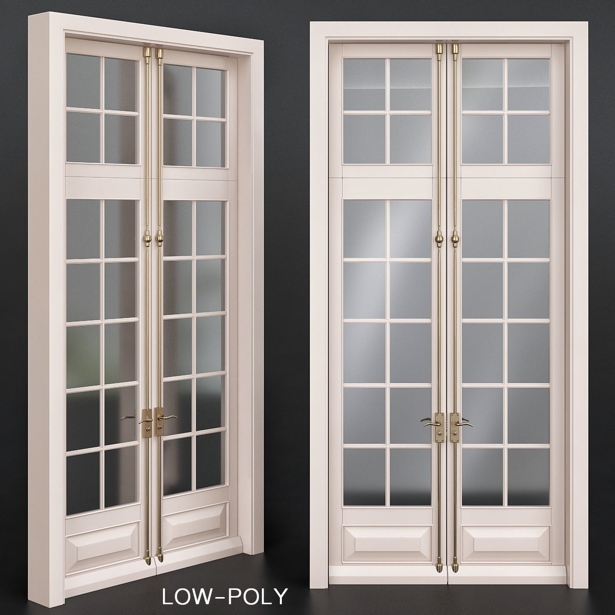 3D model Doors low poly 3d model collection door with glass panels VR ...