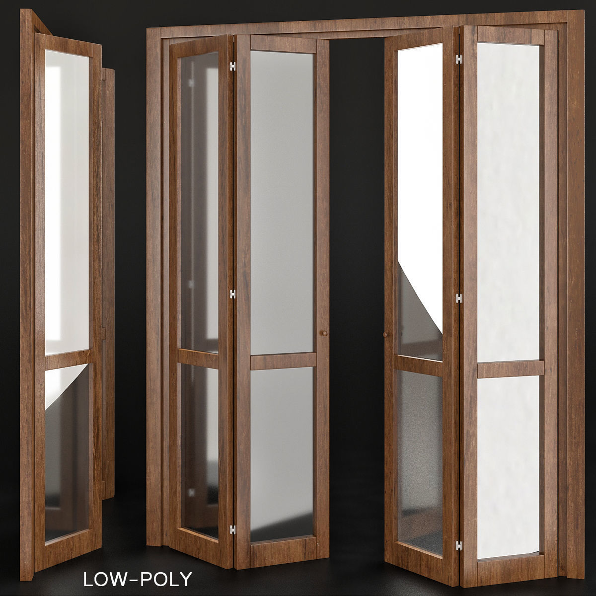 3D model Doors low poly 3d model collection door with glass panels VR ...