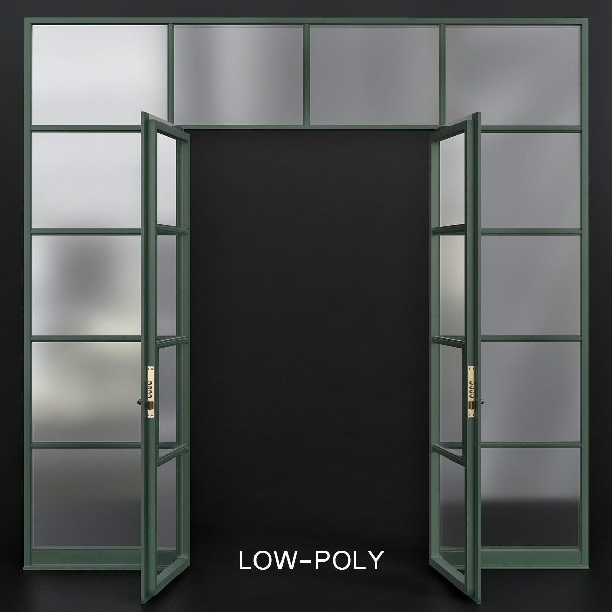 3D model Doors low poly 3d model collection door with glass panels VR ...