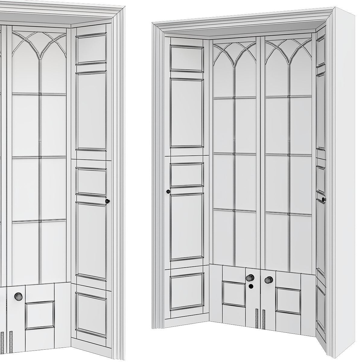3D model Doors low poly 3d model collection door with glass panels VR ...