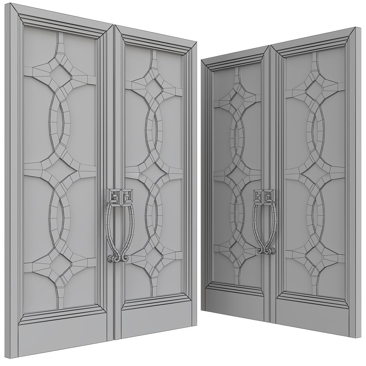 3D model Doors low poly 3d model collection door with glass panels VR ...