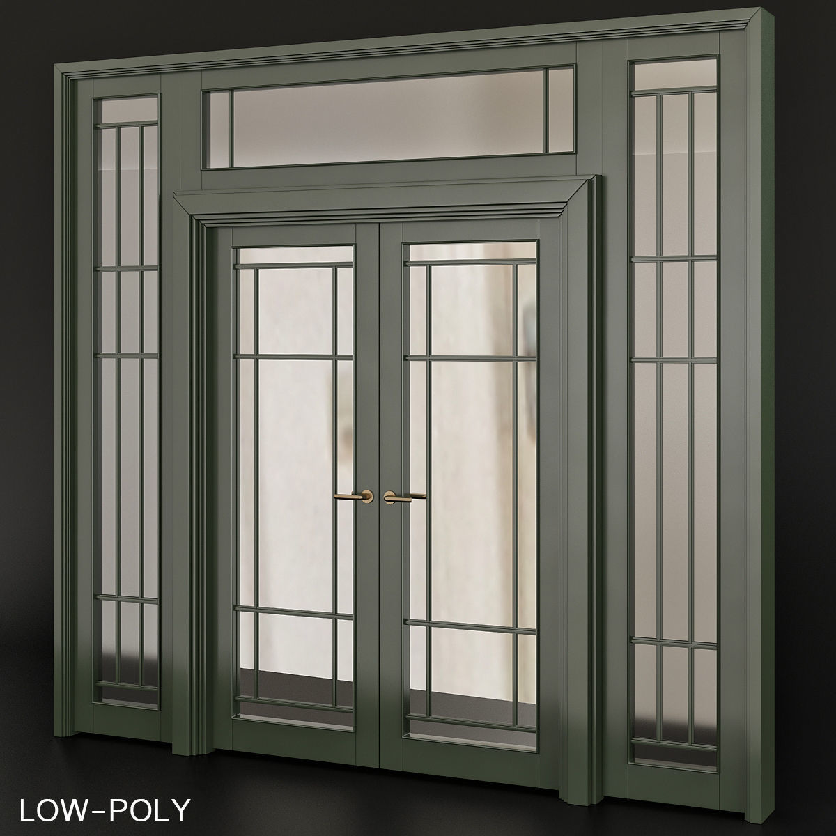 3D model Doors low poly 3d model collection door with glass panels VR ...