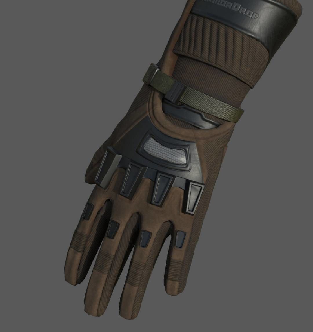 3D model Gloves Sci-fi military fantasy combat military VR / AR / low ...
