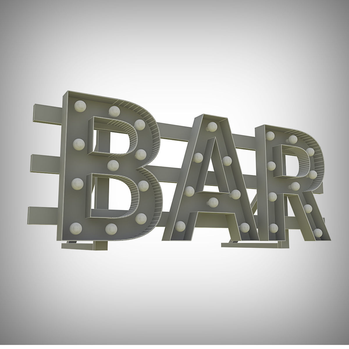 Bar Bulb Sign 3D model | CGTrader