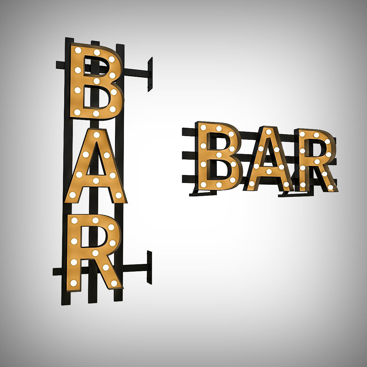 Bar Bulb Sign 3D model | CGTrader