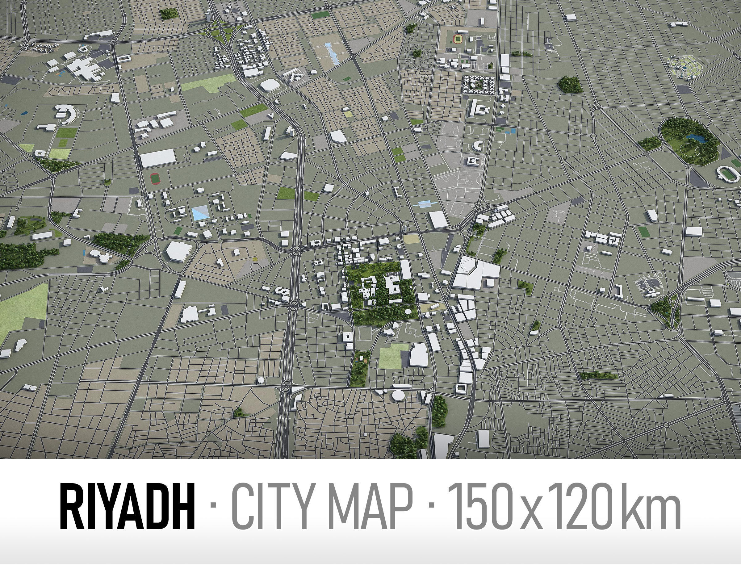 Riyadh - city and surroundings 3D asset game-ready