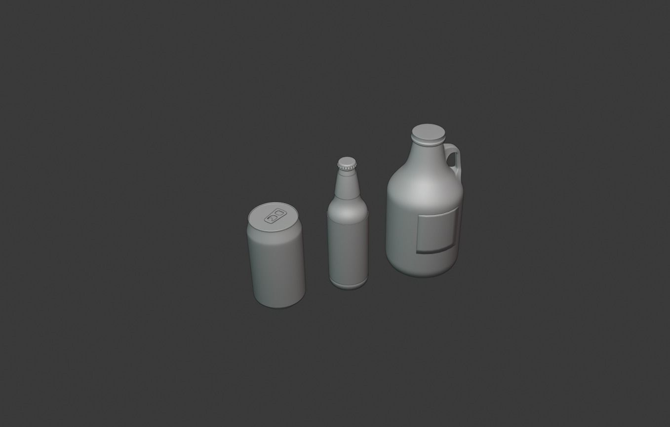 Craft Beer Combo Pack Featuring Beer Bottle Growler and Can 3D model ...