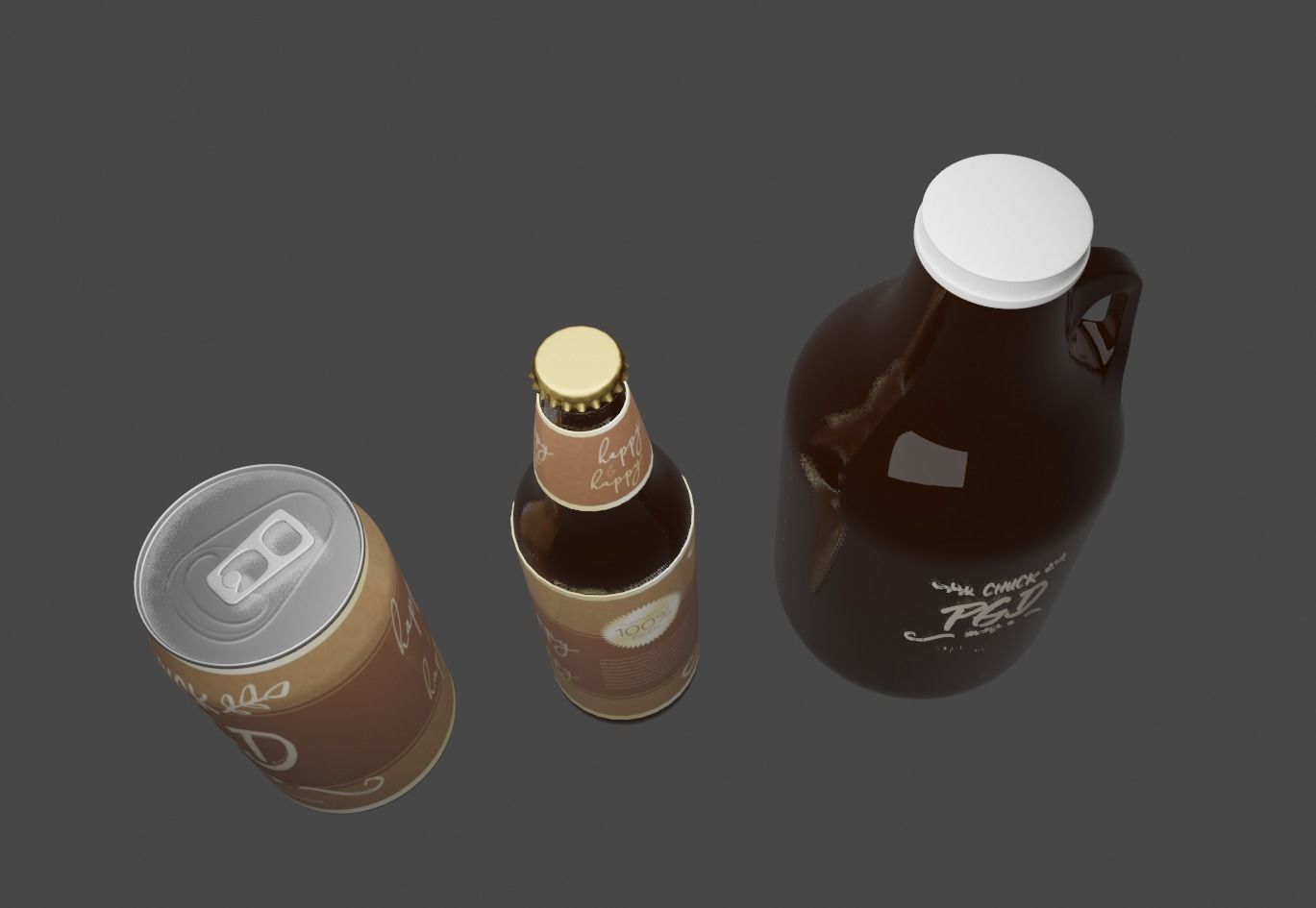 Craft Beer Combo Pack Featuring Beer Bottle Growler and Can 3D model ...