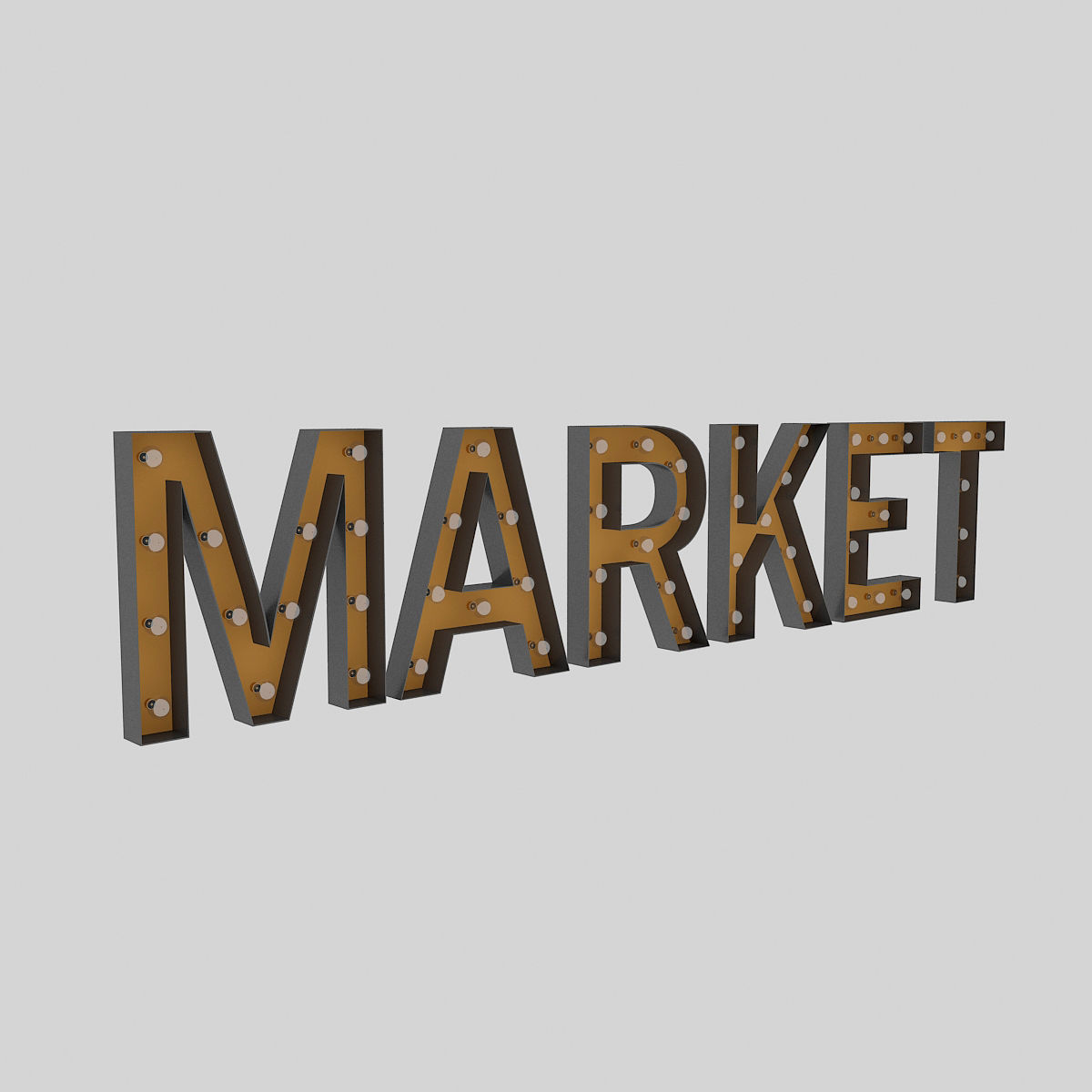 Market Sign With Bulb 3D model | CGTrader