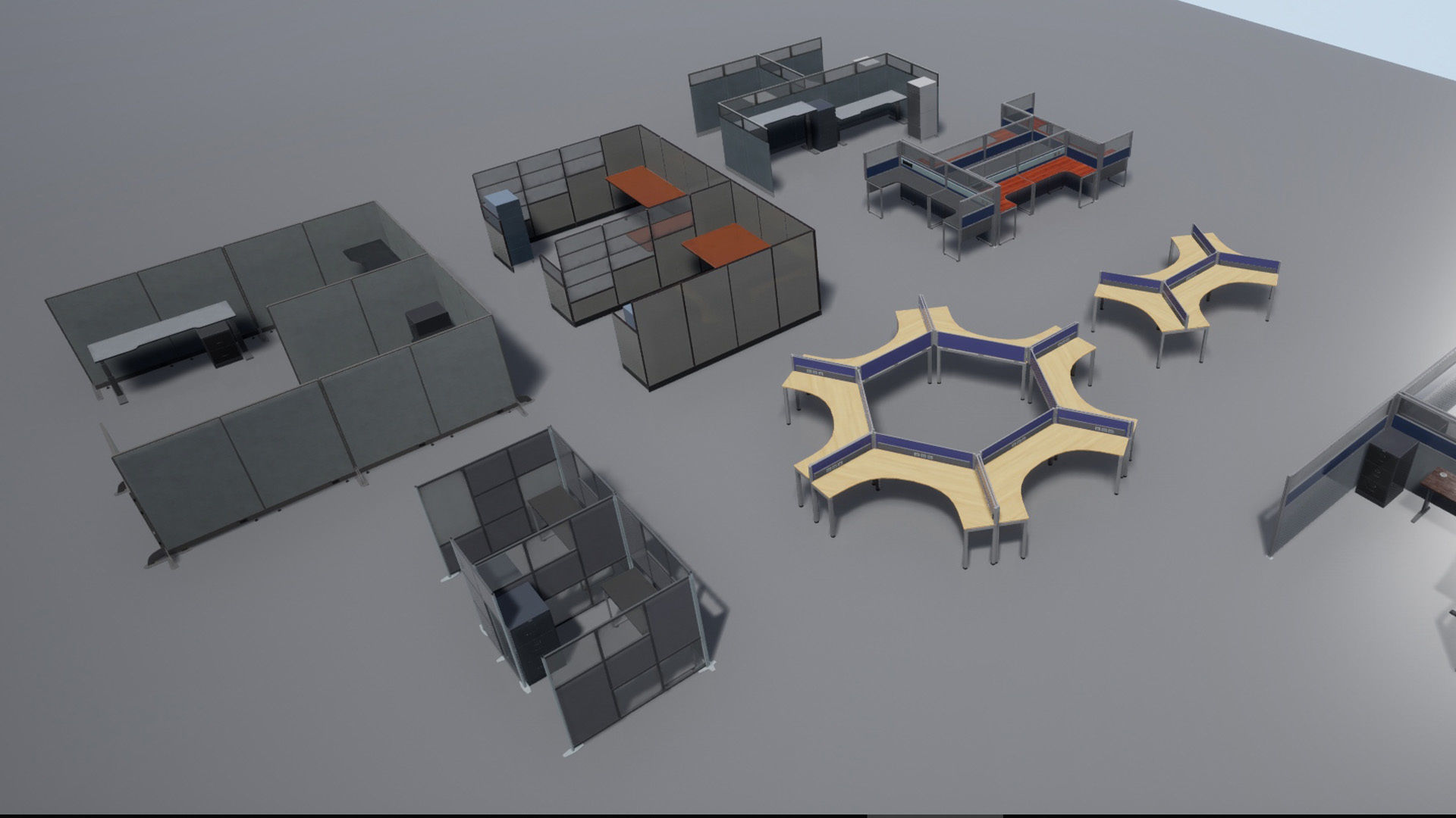 3D model Office cubicle set VR / AR / low-poly | CGTrader