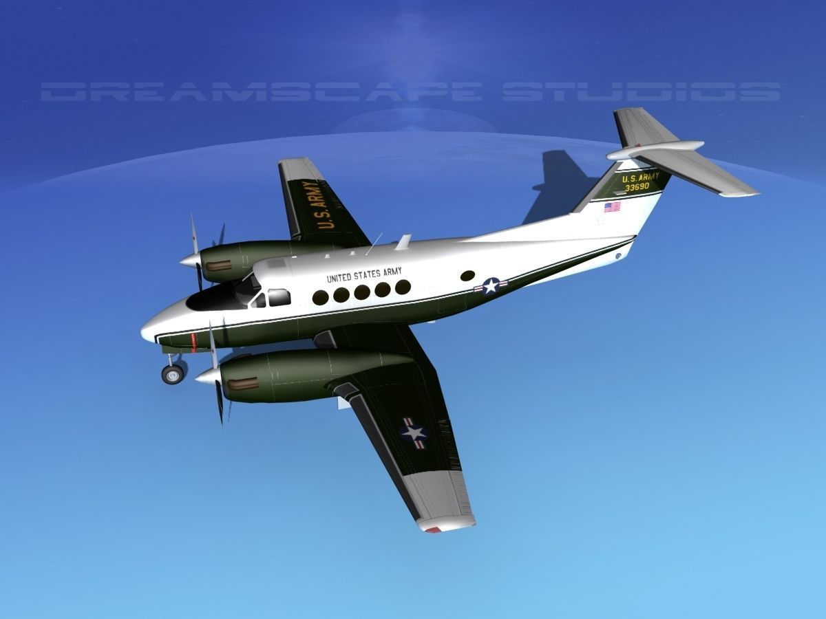 Beechcraft UC-12Q Huron V09 US Army 3D model rigged | CGTrader