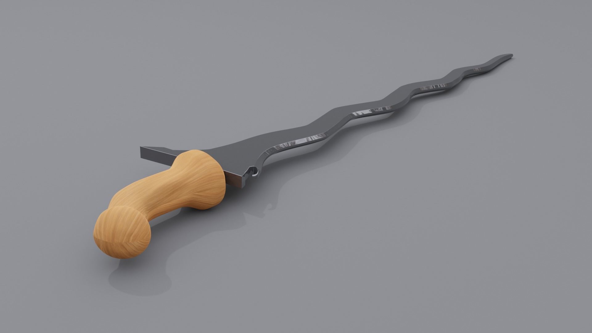 keris sword with wooden handle 3D model | CGTrader