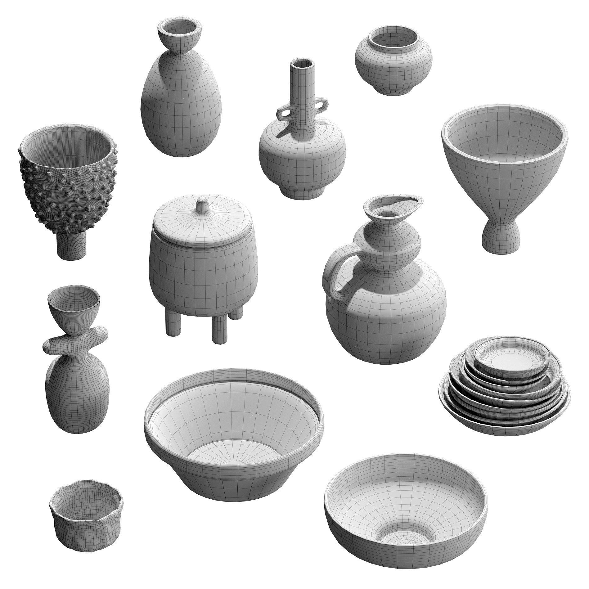 Pottery Set V1 - 12 models 3D model | CGTrader