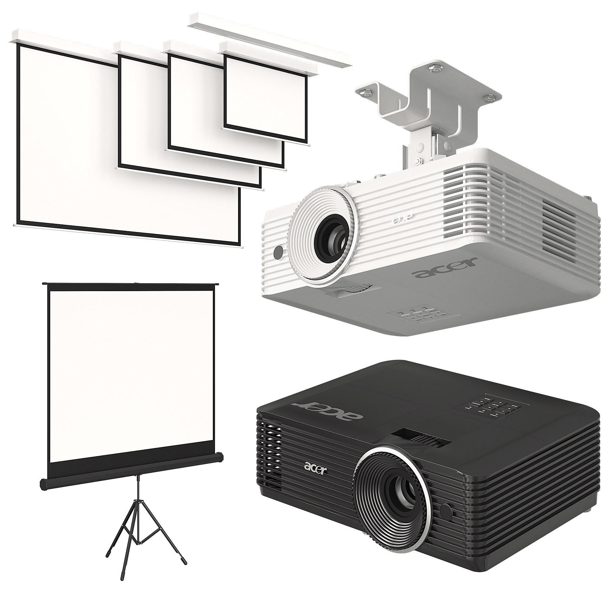 Projector Acer with Screens Set 3D model | CGTrader