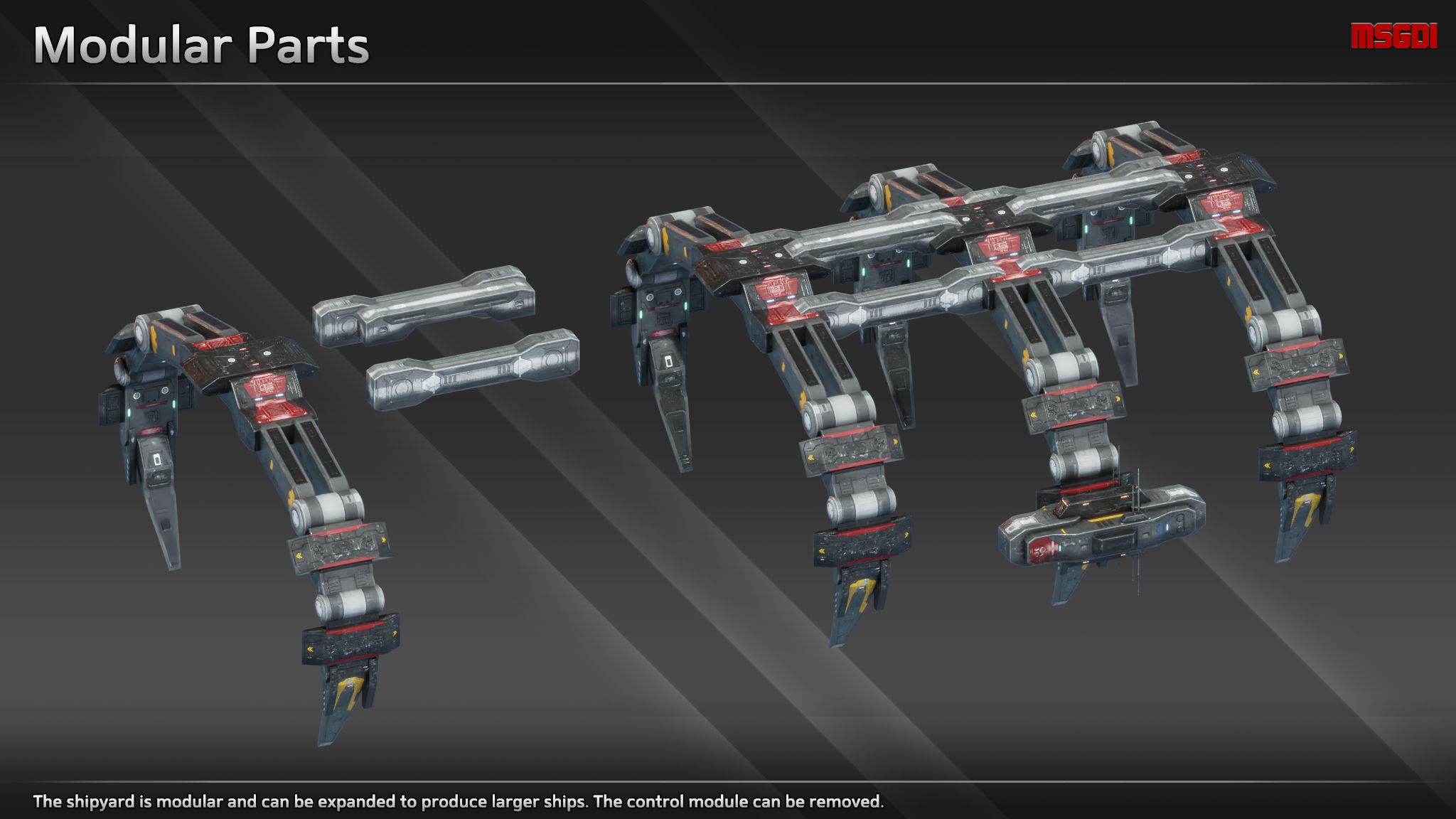 3D model Spaceship Shipyard Class II VR / AR / low-poly | CGTrader