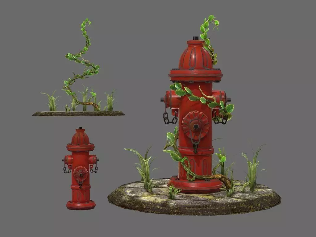 3D model Fire hydrant and branch VR / AR / low-poly | CGTrader