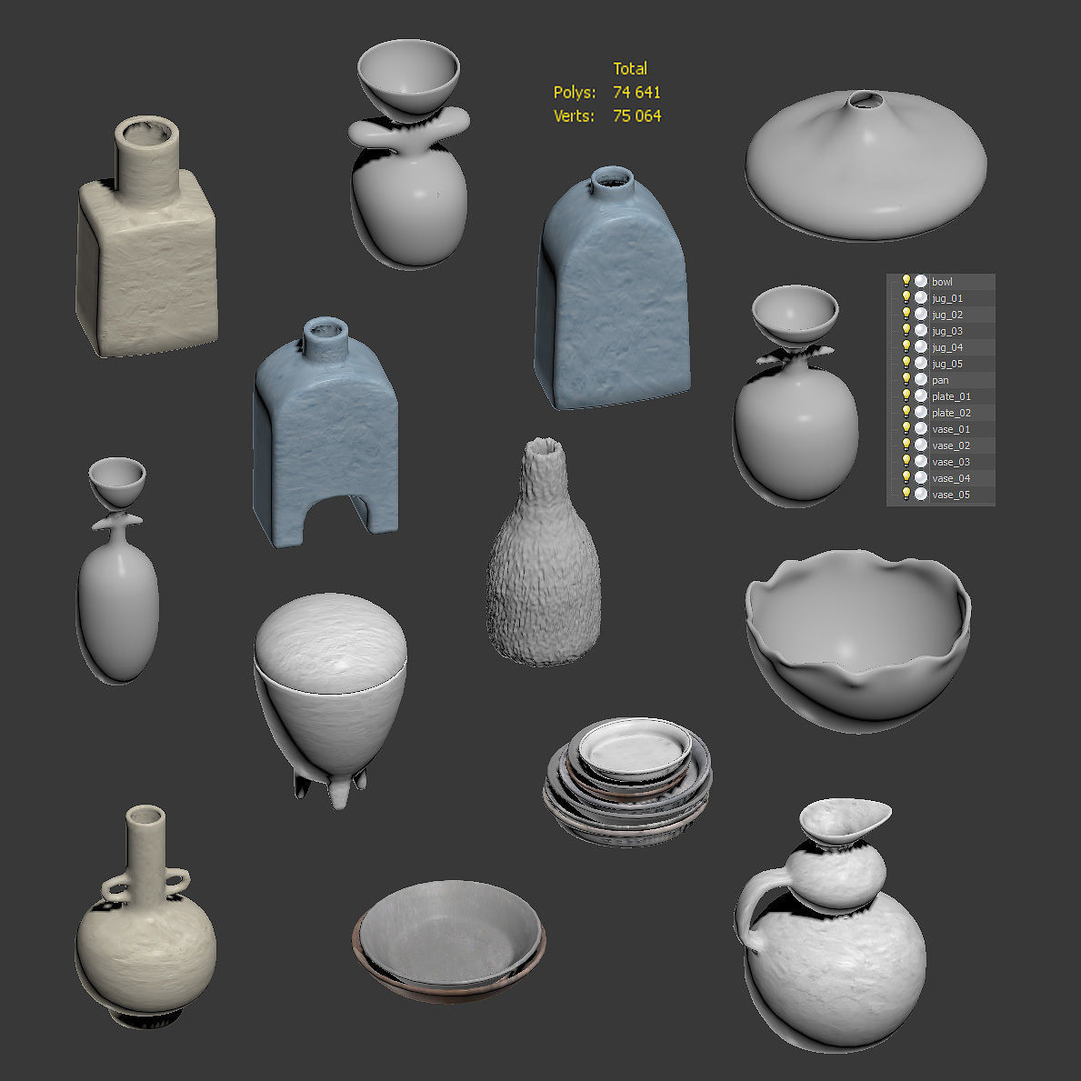 Pottery set v2 - 14 models 3D model | CGTrader