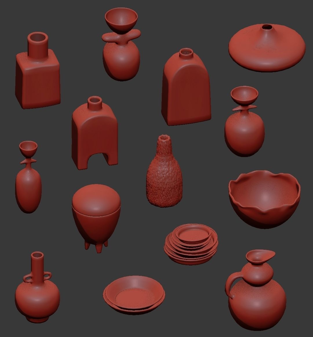 Pottery set v2 - 14 models 3D model | CGTrader