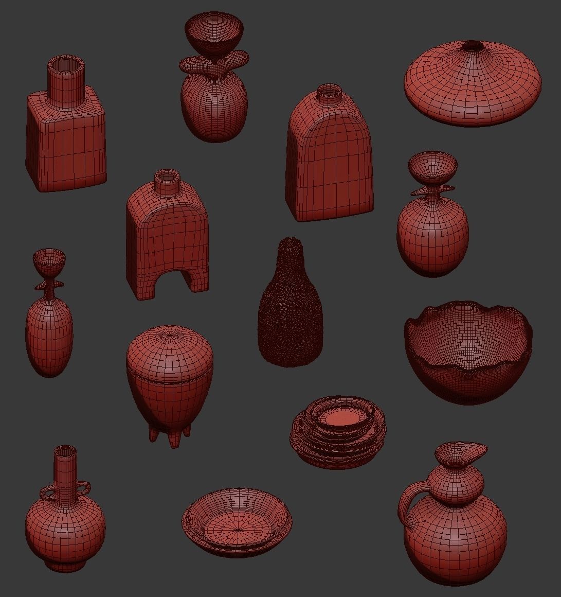 Pottery set v2 - 14 models 3D model | CGTrader