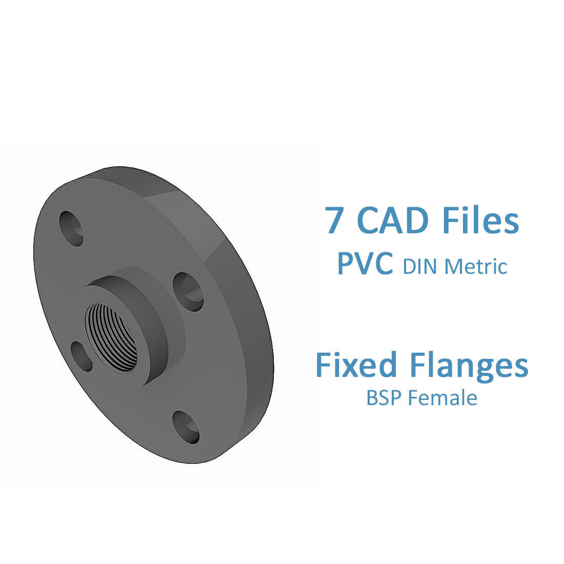 PVC Fixed Flanges - BSP Female Connection free 3D model | CGTrader