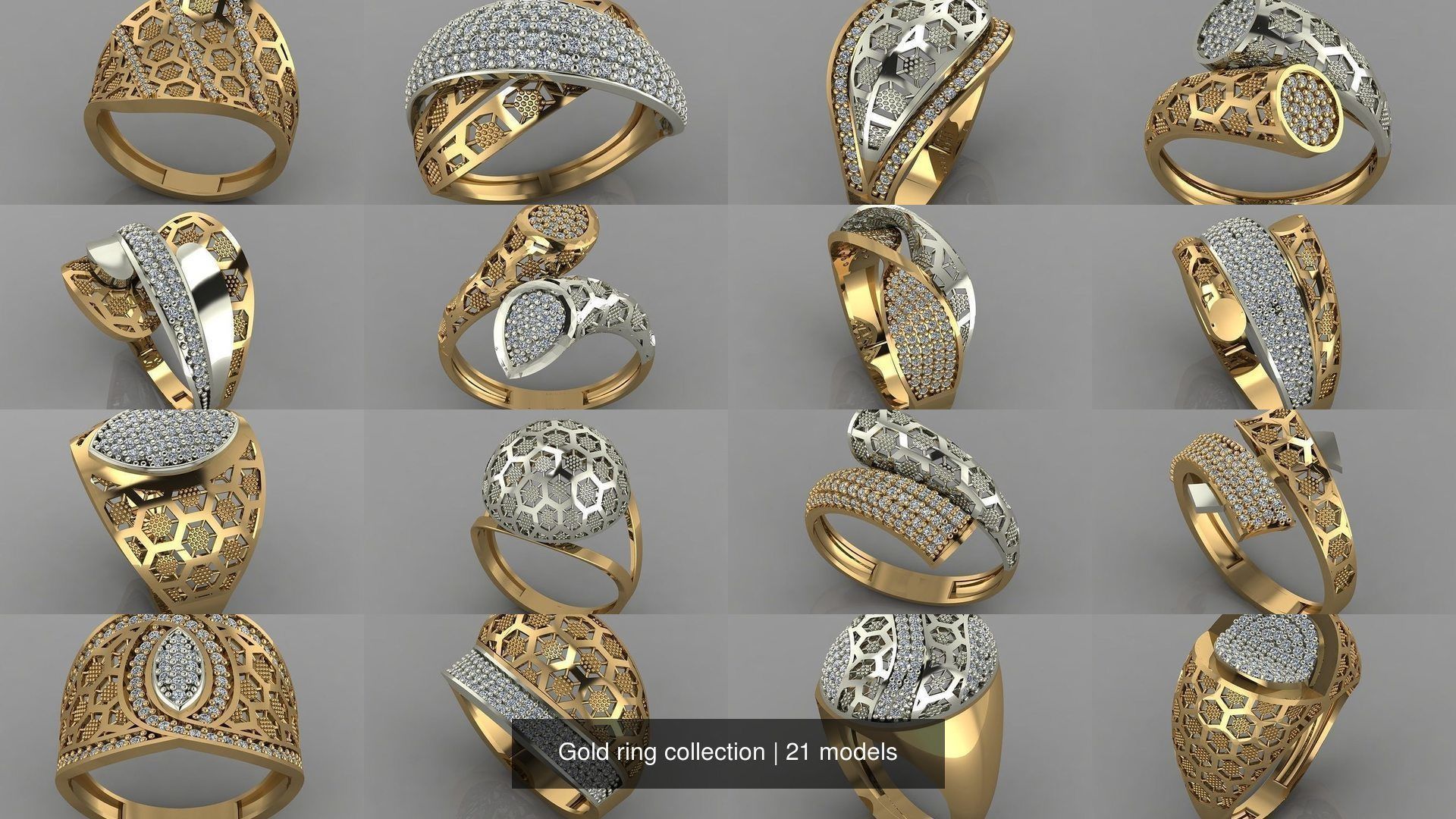 Gold ring collection | CGTrader
