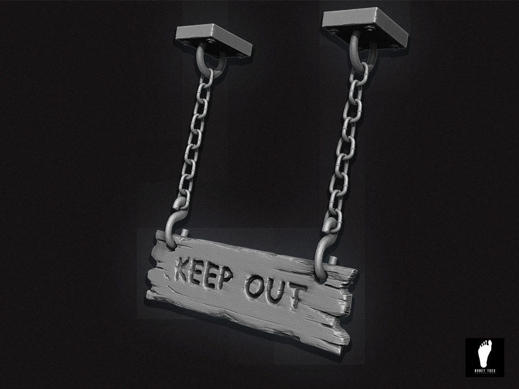 Keep Out Wooden Sign 3D model | CGTrader